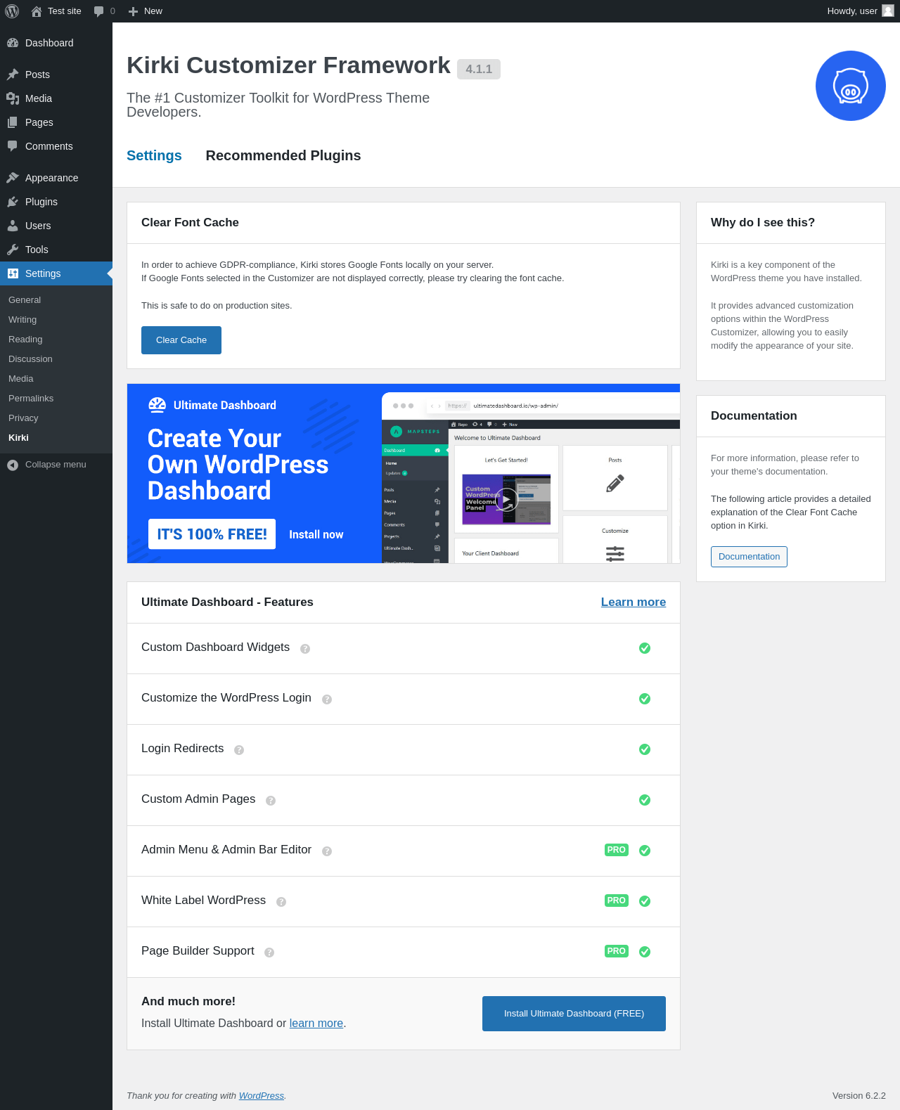 Report - Kirki Customizer Framework 4.1.0 - PluginTests.com